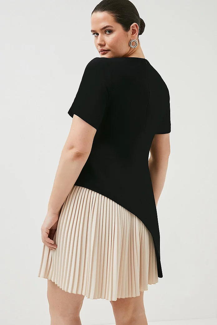 Plus Size Military Pleat Short Sleeve Mini Dress | Karen Millen Plus Size Military Pleat Short Sleeve Mini Dress | Karen Millen