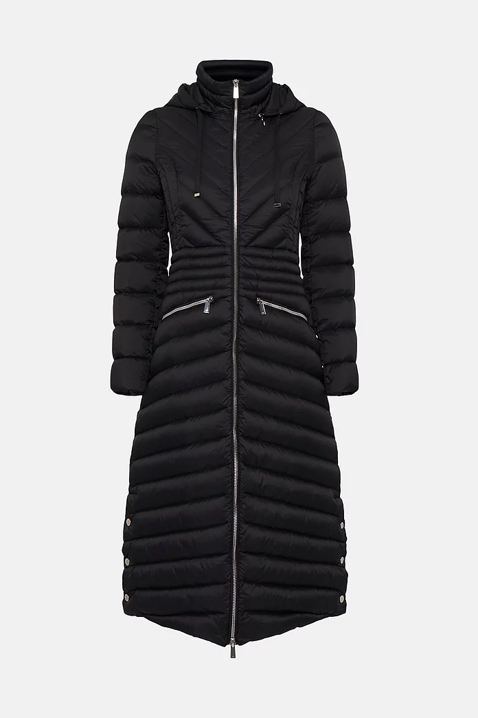 Down Filled Packable Long Hooded Coat | Karen Millen Down Filled Packable Long Hooded Coat | Karen Millen