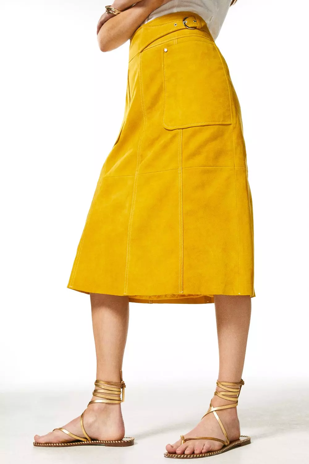 Suede Patch Pockets Midi Skirt Karen Millen