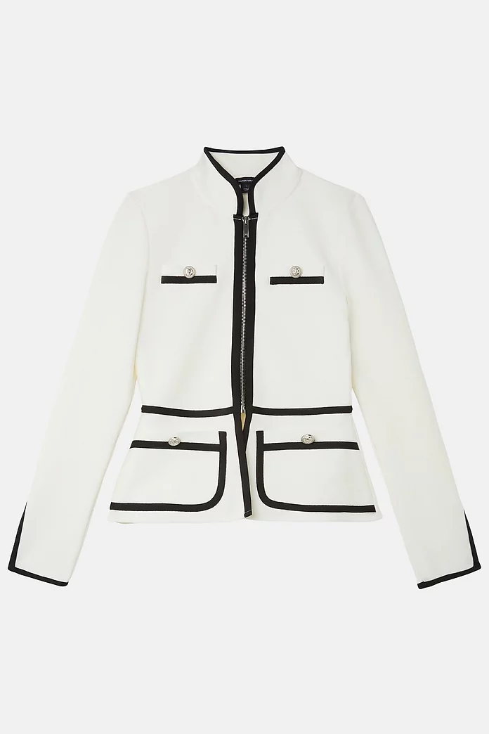 Contrast Piping Bandage Knit Jacket | Karen Millen Contrast Piping Bandage Knit Jacket | Karen Millen