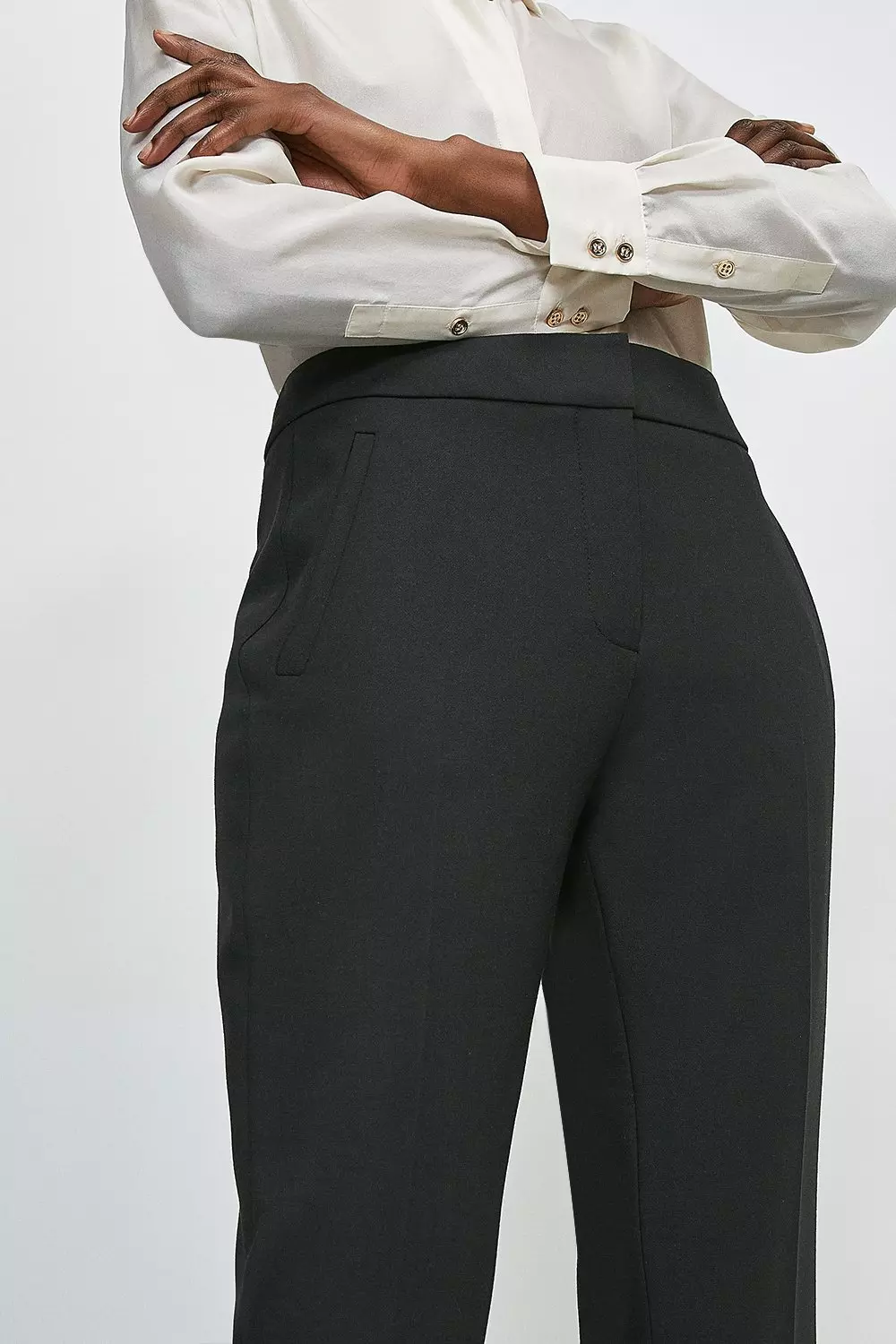 Compact Stretch Tailored Capri Trousers Karen Millen