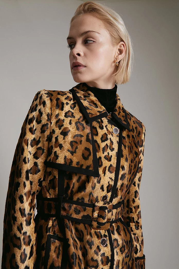 Signature Leopard Ponyskin Trench Coat | Karen Millen Signature Leopard Ponyskin Trench Coat | Karen Millen