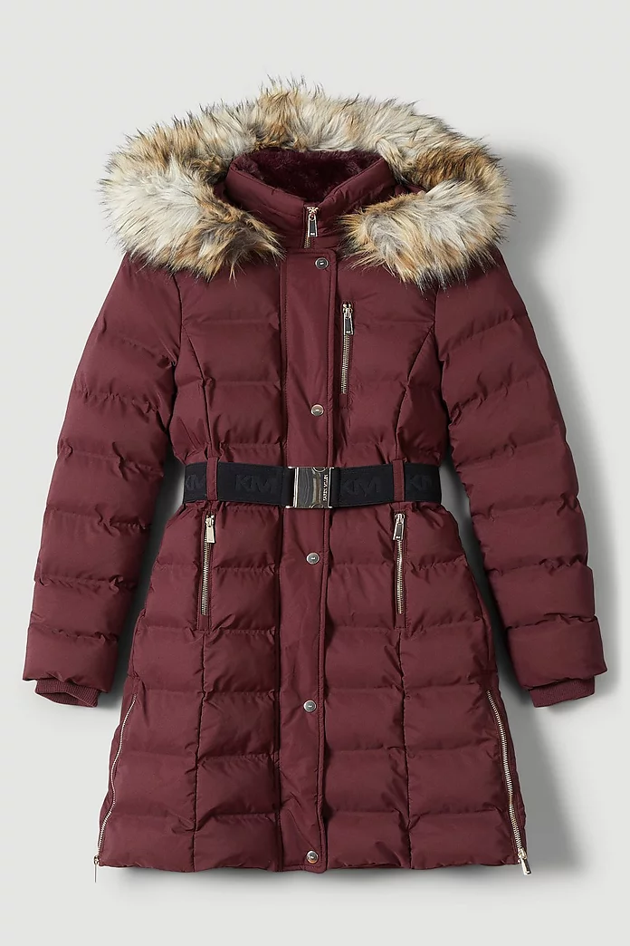 Belted Puffer Faux Fur Midi Length Hooded Coat | Karen Millen Belted Puffer Faux Fur Midi Length Hooded Coat | Karen Millen