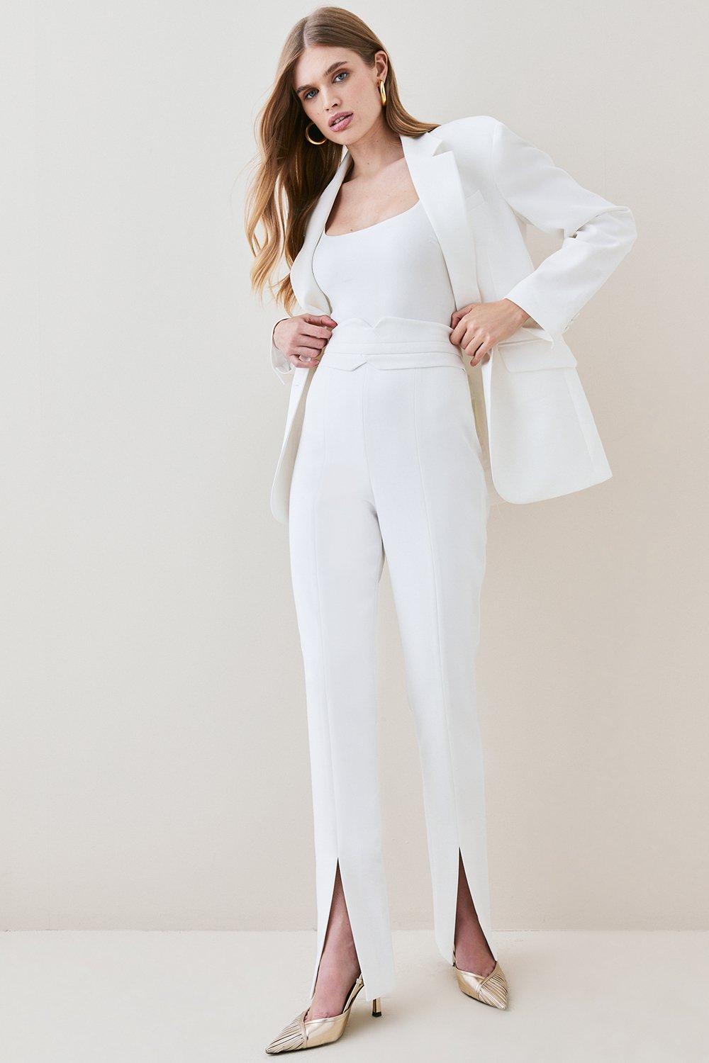 White high waisted tailored trousers store