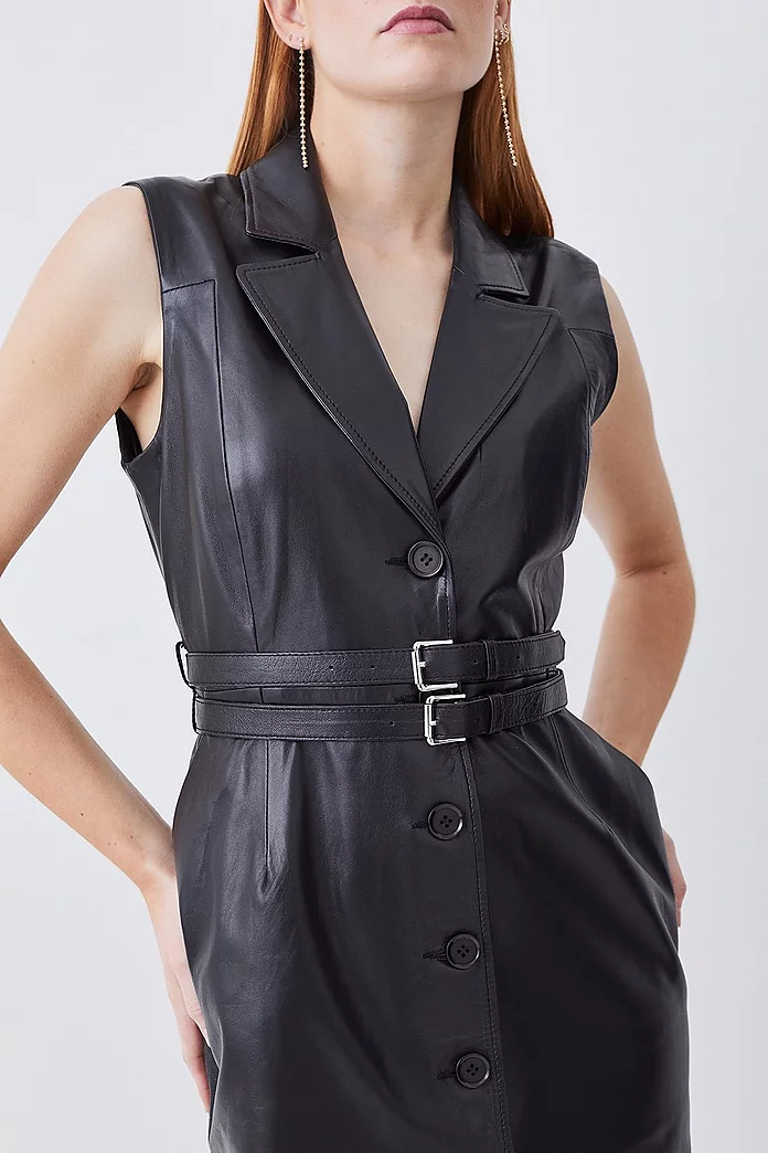 Lydia Millen Leather Belted Midi Pencil Dress | Karen Millen Lydia Millen Leather Belted Midi Pencil Dress | Karen Millen