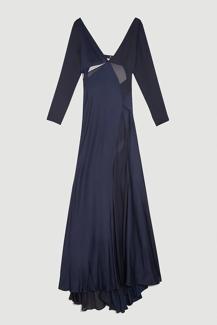 Tall Ooto Sheer Panelled Long Sleeve Woven Maxi Dress Tall Ooto Sheer Panelled Long Sleeve Woven Maxi Dress