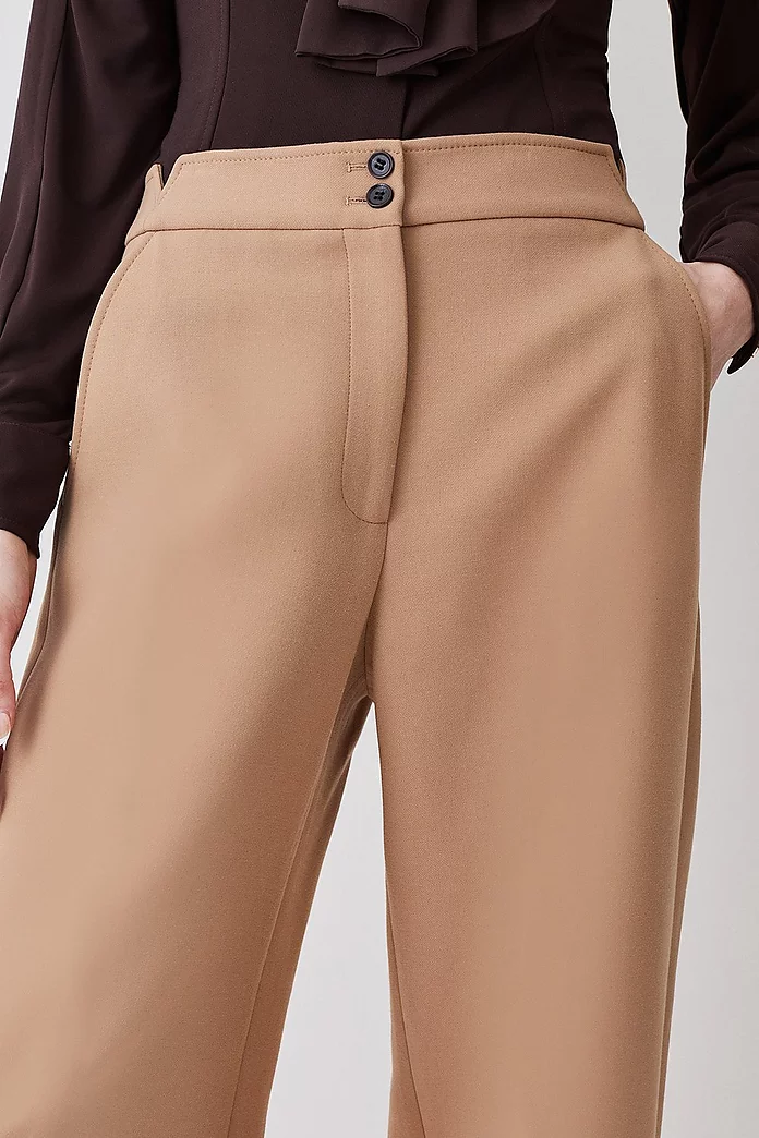 Compact Stretch Low Waist Turn Up Pants | Karen Millen Compact Stretch Low Waist Turn Up Pants | Karen Millen