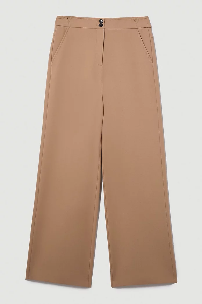 Compact Stretch Low Waist Turn Up Pants | Karen Millen Compact Stretch Low Waist Turn Up Pants | Karen Millen