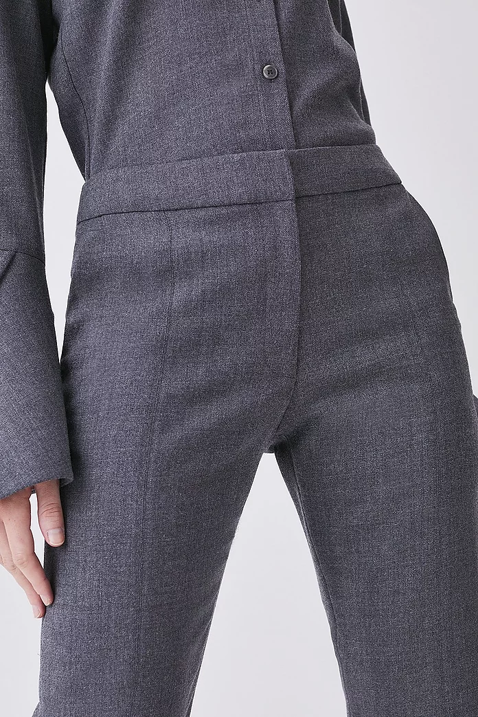 Premium Wool Flannel Split Cuff Detail Slim Leg Pants Premium Wool Flannel Split Cuff Detail Slim Leg Pants