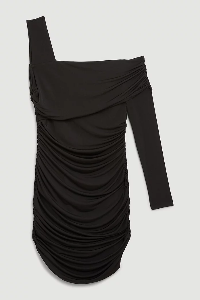 Jersey Crepe One Shoulder Mini Dress | Karen Millen Jersey Crepe One Shoulder Mini Dress | Karen Millen
