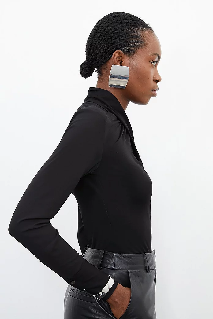 Jersey And Georgette Mix High Neck Top | Karen Millen Jersey And Georgette Mix High Neck Top | Karen Millen
