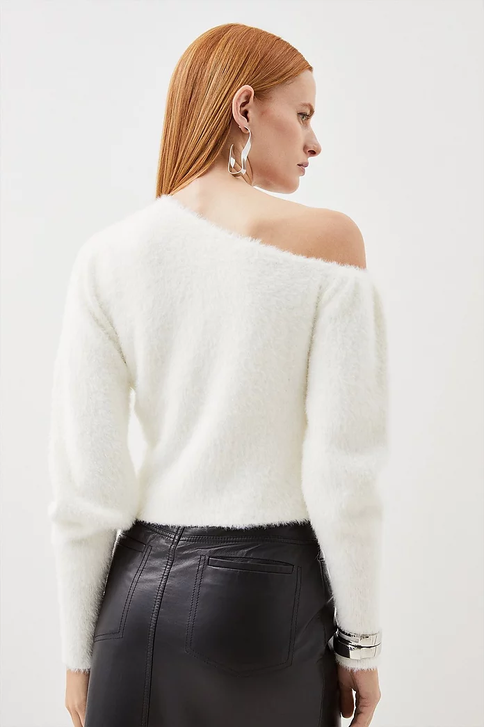 Eyelash Knit Drop Shoulder Sweater | Karen Millen Eyelash Knit Drop Shoulder Sweater | Karen Millen