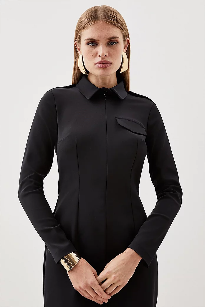 Tailored Pocket Detail Fitted Maxi Shirt Dress | Karen Millen Tailored Pocket Detail Fitted Maxi Shirt Dress | Karen Millen
