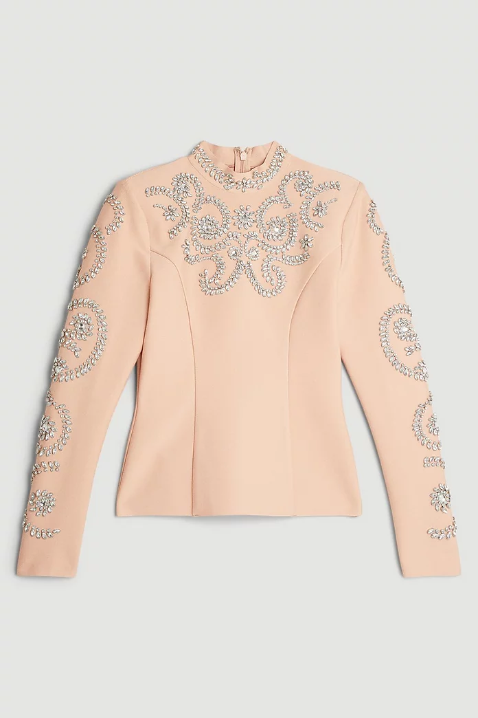 Figure Form Bandage Embellished Knit Top | Karen Millen Figure Form Bandage Embellished Knit Top | Karen Millen