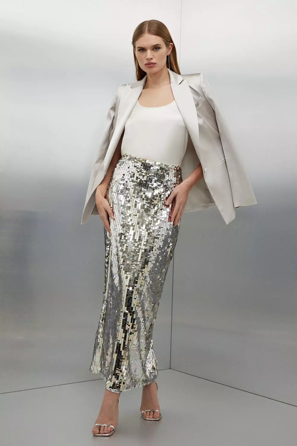 Long silver skirt store