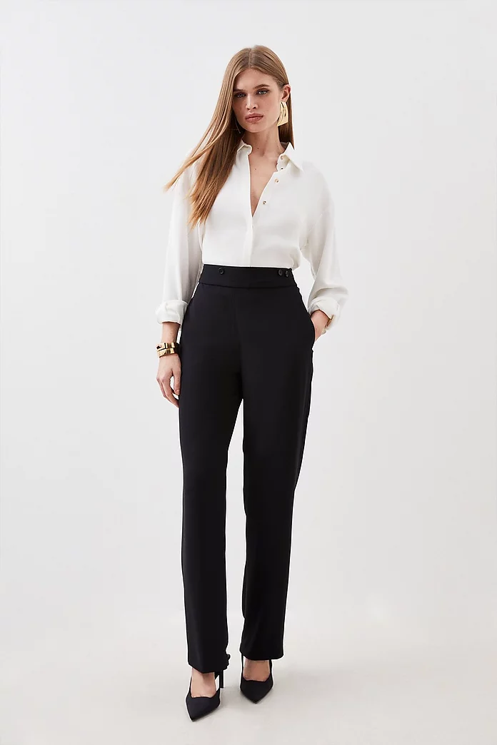 Tailored Crepe Detachable Layered Skirt Detail Trousers Tailored Crepe Detachable Layered Skirt Detail Trousers