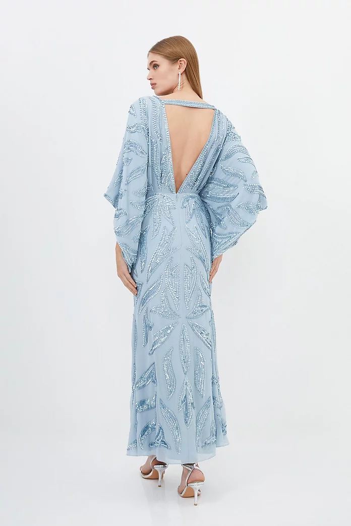 Kimono Sleeve Embellished Woven Maxi Dress | Karen Millen Kimono Sleeve Embellished Woven Maxi Dress | Karen Millen