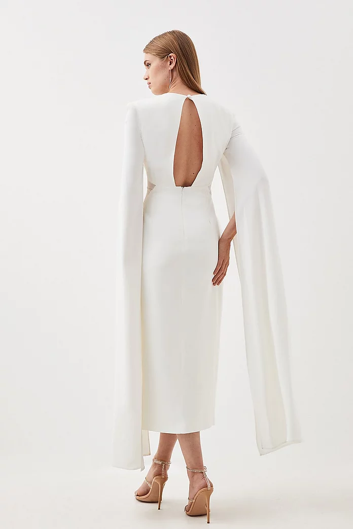 Petite Compact Stretch Viscose Cape Mesh Panel Tailored Midi Petite Compact Stretch Viscose Cape Mesh Panel Tailored Midi