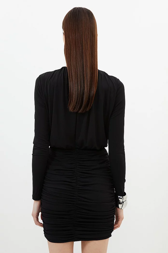 Ruched Jersey Crepe Mini Dress | Karen Millen Ruched Jersey Crepe Mini Dress | Karen Millen