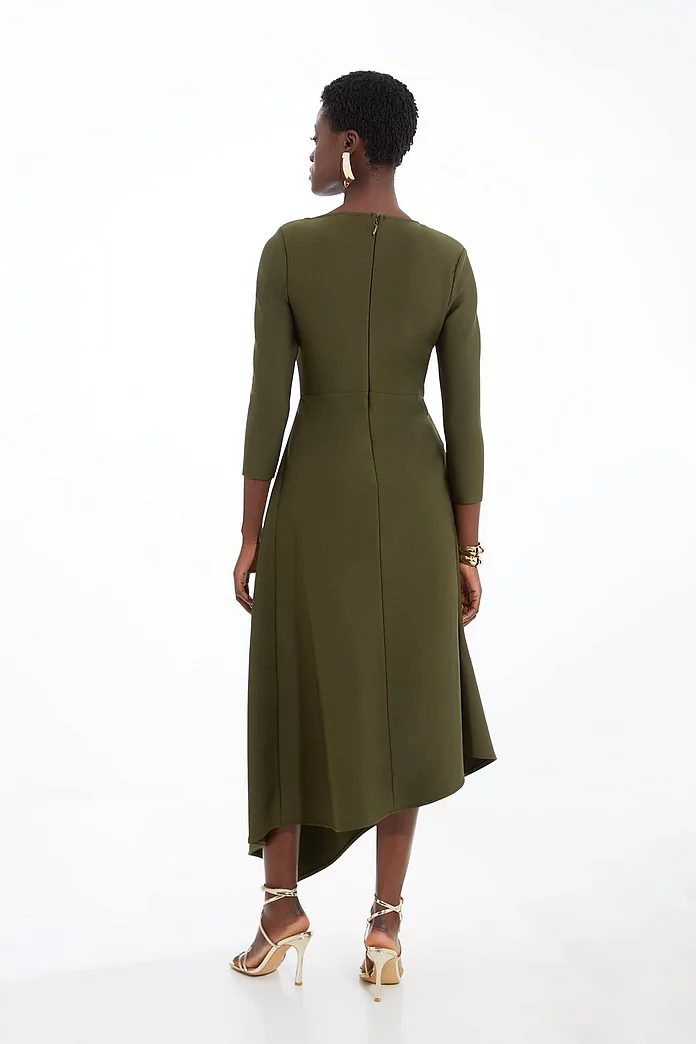 Figure Form Bandage Asymmetric Hem Knit Midi Dress | Karen Figure Form Bandage Asymmetric Hem Knit Midi Dress | Karen
