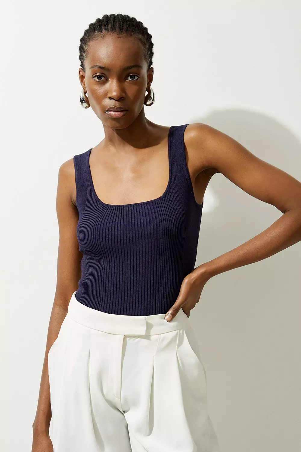 Navy strappy vest top store