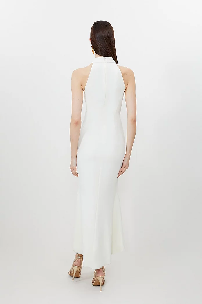 Tall Compact Stretch Waterfall Hem High Neck Midi Dress Tall Compact Stretch Waterfall Hem High Neck Midi Dress
