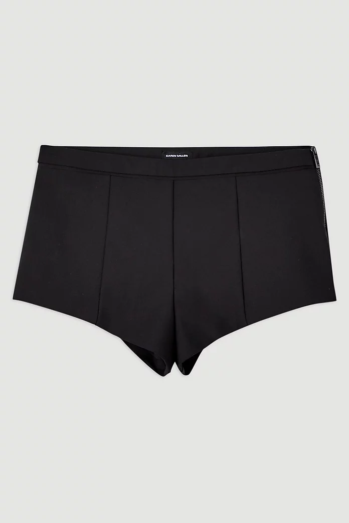 Topstitch Detail Techno Cotton Woven Hot Pants | Karen Millen Topstitch Detail Techno Cotton Woven Hot Pants | Karen Millen