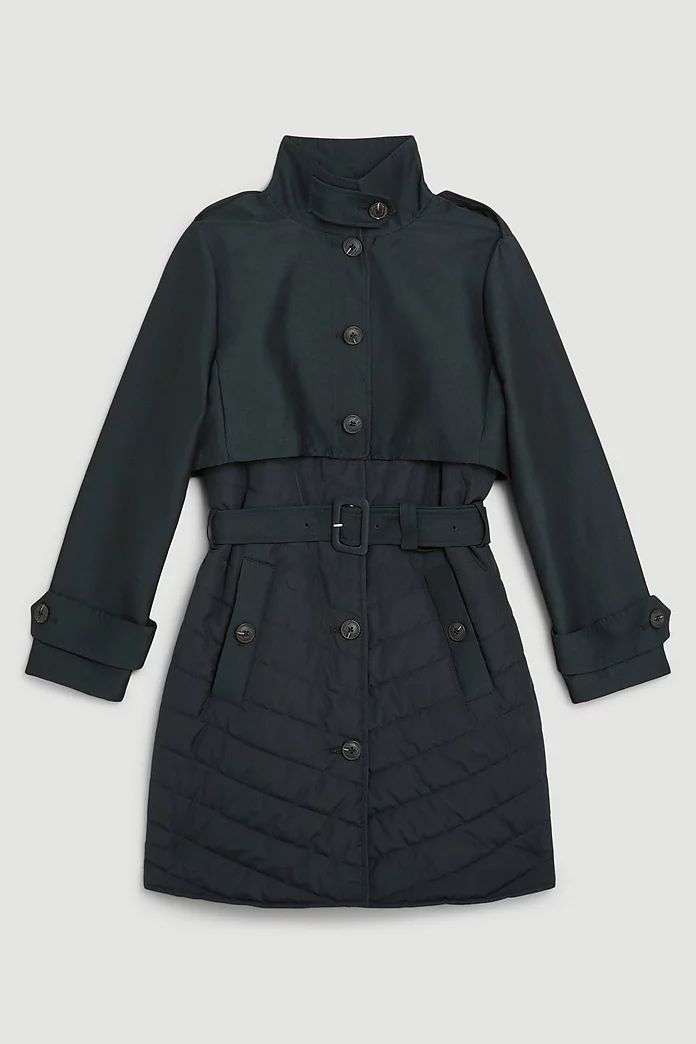 Petite Lightweight Padded Hybrid Short Trench Coat | Karen Petite Lightweight Padded Hybrid Short Trench Coat | Karen