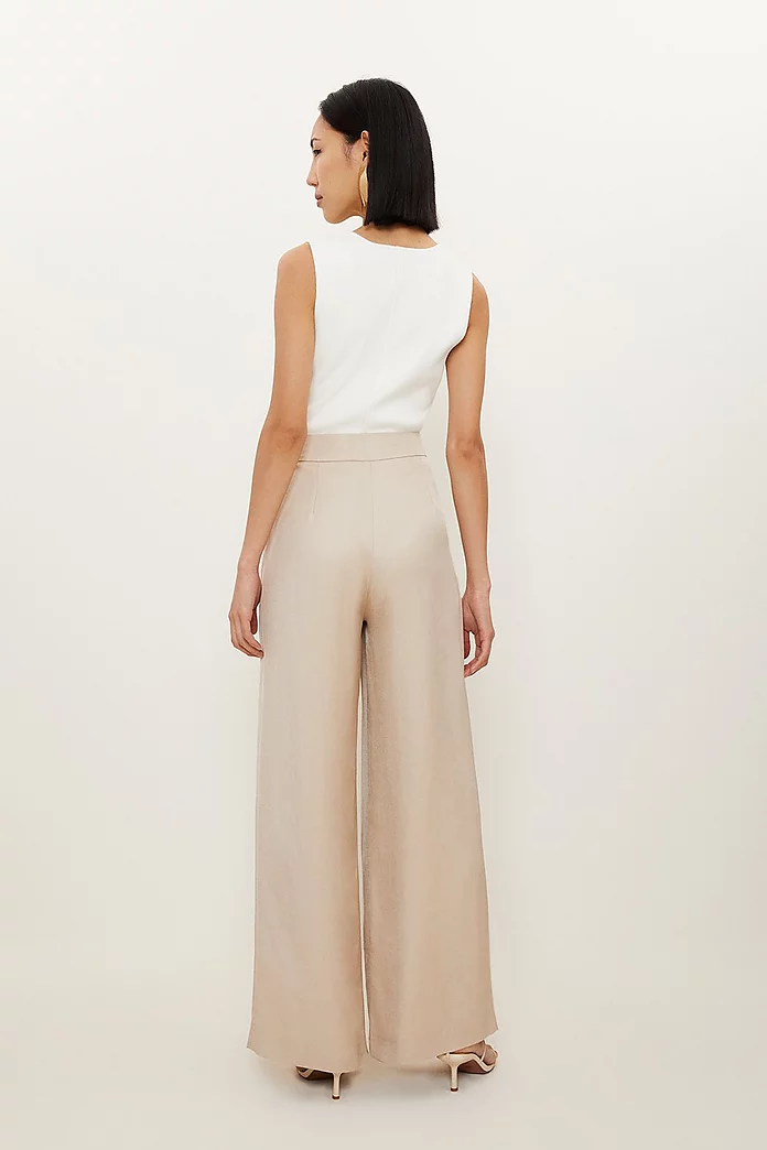 Tailored Linen Pleated Wide Leg Pants | Karen Millen Tailored Linen Pleated Wide Leg Pants | Karen Millen