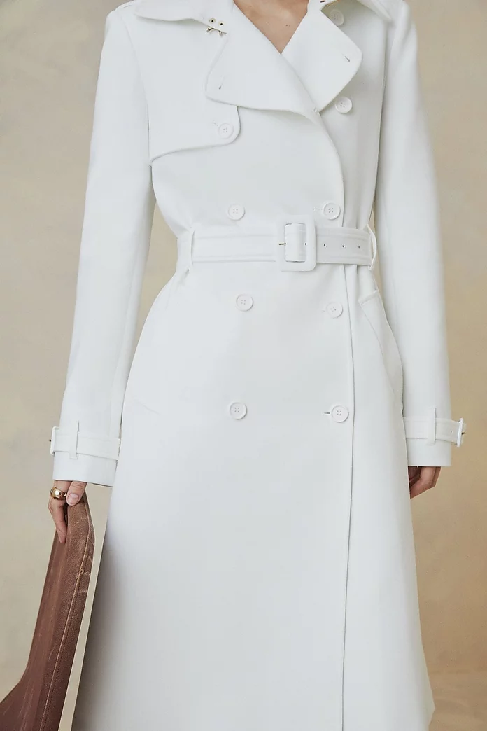 The Founder Compact Stretch Belted Tailored Midi Coat The Founder Compact Stretch Belted Tailored Midi Coat