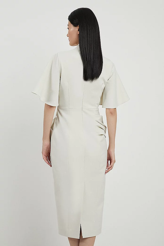 Tailored Metallic Angel Sleeved Midi Pencil Dress | Karen Millen Tailored Metallic Angel Sleeved Midi Pencil Dress | Karen Millen