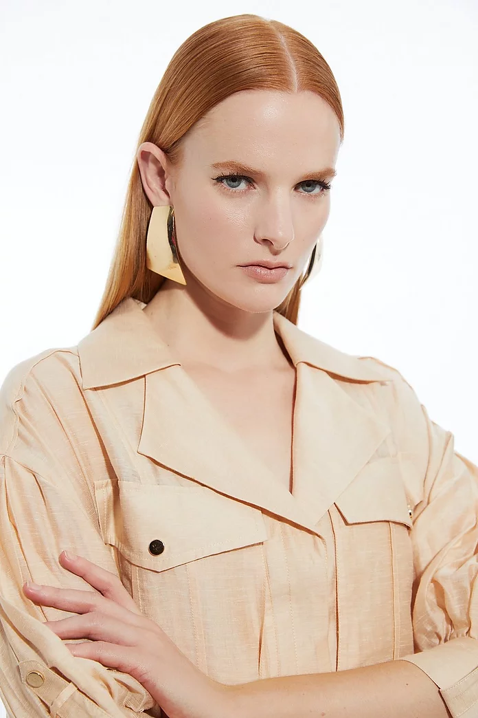 Organdie Slub Utility Pocket Detail Woven Shirt Dress Organdie Slub Utility Pocket Detail Woven Shirt Dress