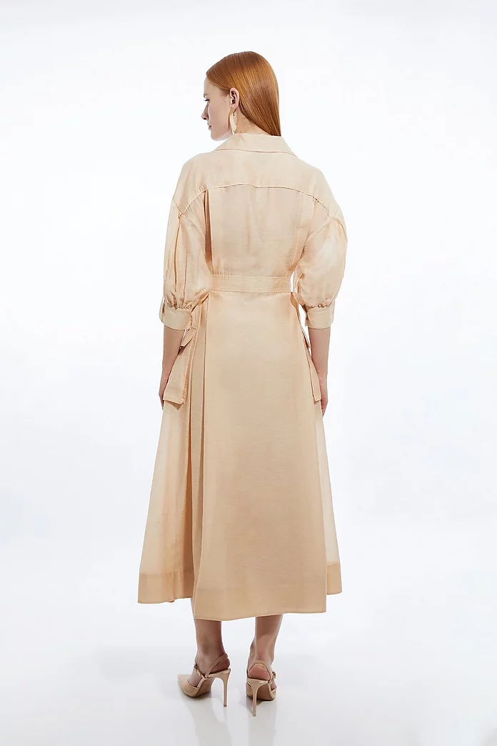 Organdie Slub Utility Pocket Detail Woven Shirt Dress Organdie Slub Utility Pocket Detail Woven Shirt Dress