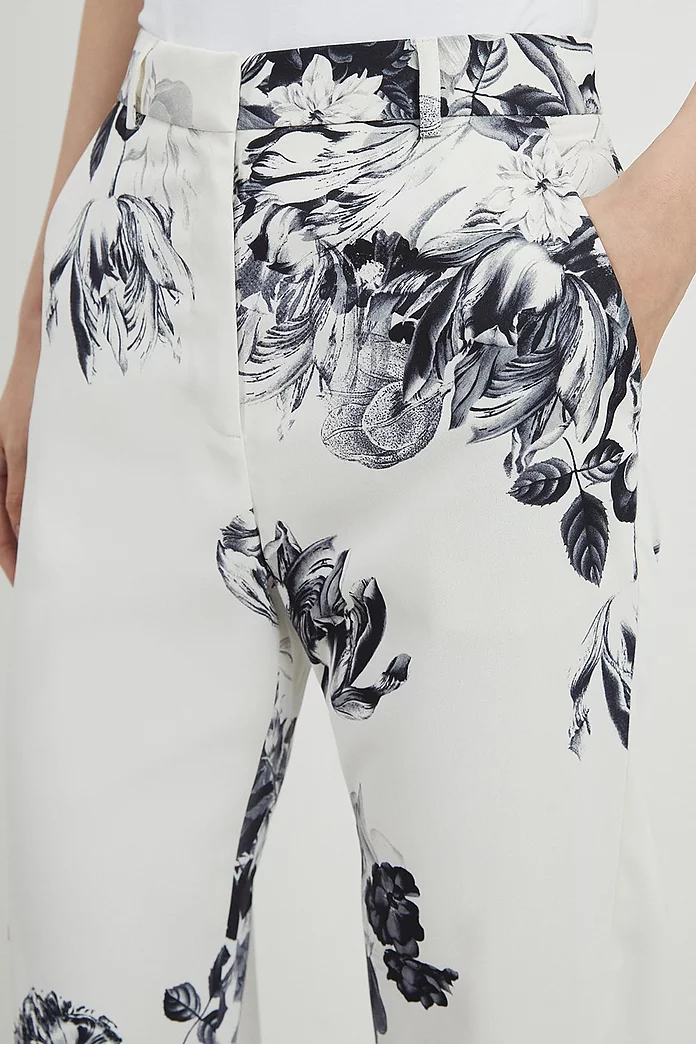 Tailored Crepe Mono Floral Slim Leg Dress Pants | Karen Millen Tailored Crepe Mono Floral Slim Leg Dress Pants | Karen Millen