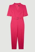 Forever Belted Notch Neck Tailored Jumpsuit | Karen Millen Forever Belted Notch Neck Tailored Jumpsuit | Karen Millen