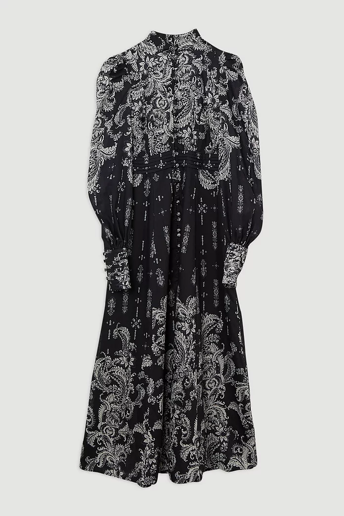 Mono Floral Woven Button Up Maxi Dress | Karen Millen Mono Floral Woven Button Up Maxi Dress | Karen Millen