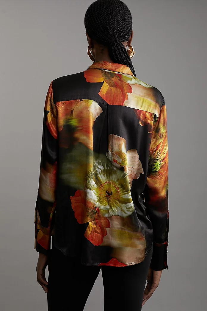 Floral Satin Woven Shirt | Karen Millen Floral Satin Woven Shirt | Karen Millen