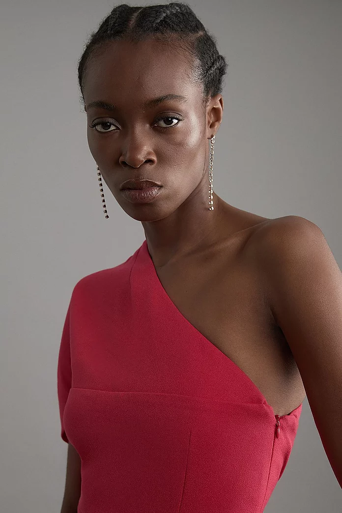 Petite Structured Crepe Asymmetric Cape Detail Tailored Midi Petite Structured Crepe Asymmetric Cape Detail Tailored Midi