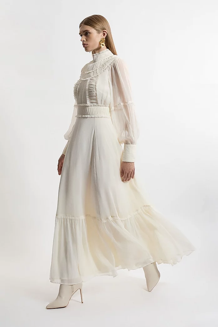 Lydia Millen Petite Pleat Crinkle High Neck Drama Sleeve Lydia Millen Petite Pleat Crinkle High Neck Drama Sleeve