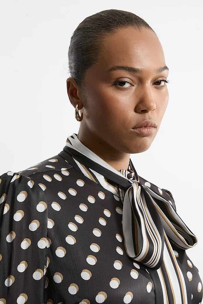 Plus Size Polka Dot Woven Balloon Sleeve Blouse | Karen Millen Plus Size Polka Dot Woven Balloon Sleeve Blouse | Karen Millen