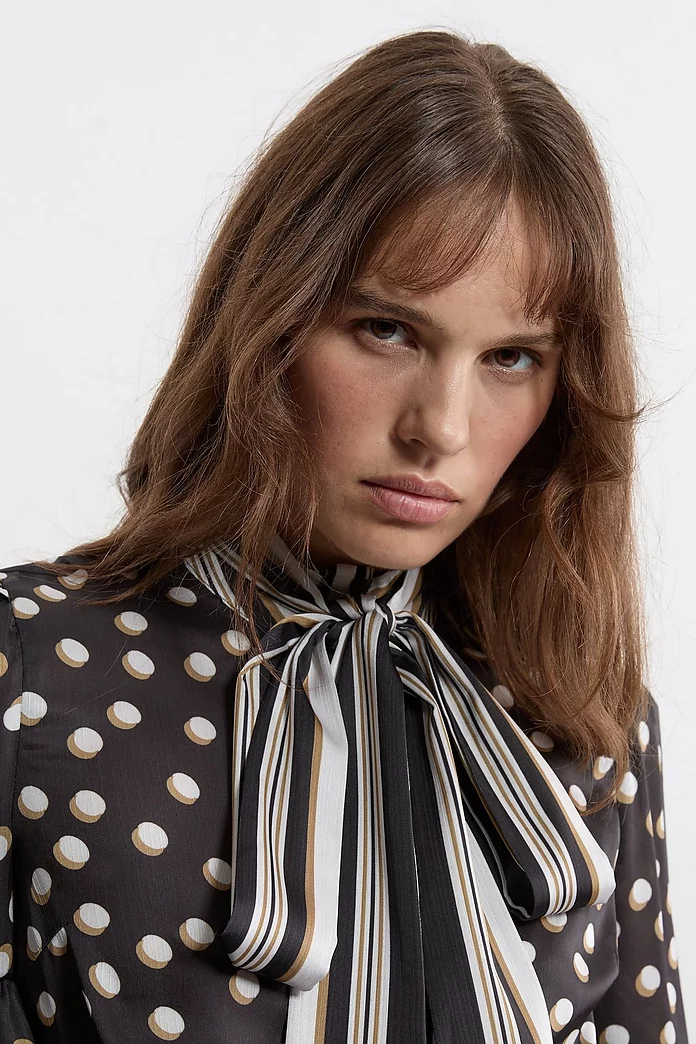 Polka Dot Woven Balloon Sleeve Blouse | Karen Millen Polka Dot Woven Balloon Sleeve Blouse | Karen Millen