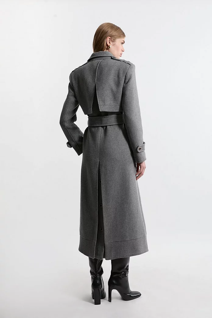 Premium Italian Manteco Wool Blend Belted Funnel Neck Premium Italian Manteco Wool Blend Belted Funnel Neck
