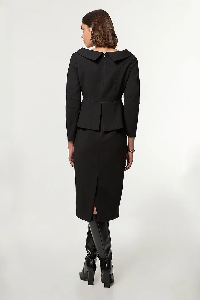 Compact Stretch Tailored Asymmetric Peplum Pencil Midaxi Compact Stretch Tailored Asymmetric Peplum Pencil Midaxi