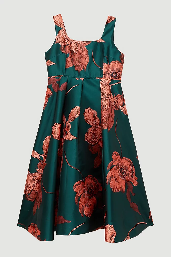 Plus Size Floral Jacquard Corseted Woven Maxi Dress | Karen Plus Size Floral Jacquard Corseted Woven Maxi Dress | Karen